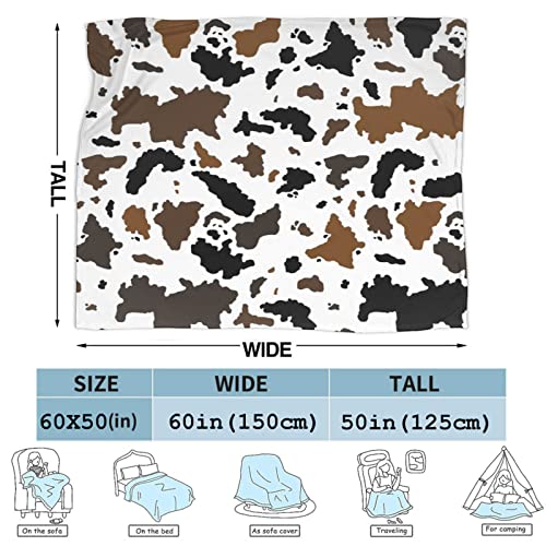 Artfuy Cow Print Blanket Microfiber Sherpa Fleece Throw Blanket Super Soft Lightweight Fuzzy Flannel Cozy Warm Plush Blankets for Couch Sofa Bed Office