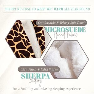 Elegant Comfort Throw Blanket, Reversible Sherpa Flannel, Ultra-Soft, Fuzzy, Cozy and Plush- All Season Lightweight Decorative Throw, 50 x 60 inches, Animal Print Design Sherpa Throw, Giraffe