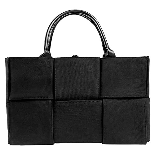 Tote Bag for Women Casual Hobo Bag Black Canvas Bag Large Capacity Satchel Top Handle Bag Message Bag