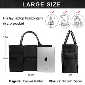 Tote Bag for Women Casual Hobo Bag Black Canvas Bag Large Capacity Satchel Top Handle Bag Message Bag