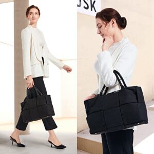 Tote Bag for Women Casual Hobo Bag Black Canvas Bag Large Capacity Satchel Top Handle Bag Message Bag