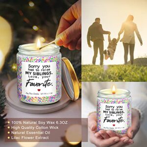 Candle Gifts for Mom Dad Parents - Sorry You Had to Raise My Siblings, Love, Your Favorite - Humor Mother's Day Father's Day Gifts for Mom Dad Parents