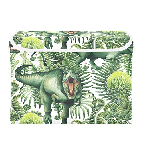 Kigai Wild Dinosaur Storage Basket with Lid Collapsible Storage Bin Fabric Box Closet Organizer for Home Bedroom Office 1 Pack