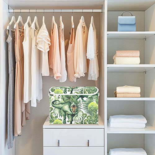 Kigai Wild Dinosaur Storage Basket with Lid Collapsible Storage Bin Fabric Box Closet Organizer for Home Bedroom Office 1 Pack