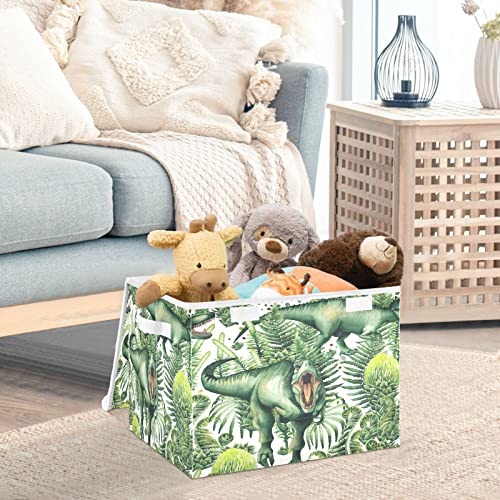 Kigai Wild Dinosaur Storage Basket with Lid Collapsible Storage Bin Fabric Box Closet Organizer for Home Bedroom Office 1 Pack