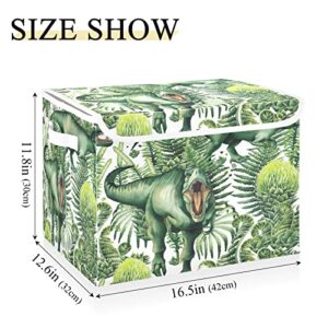 Kigai Wild Dinosaur Storage Basket with Lid Collapsible Storage Bin Fabric Box Closet Organizer for Home Bedroom Office 1 Pack