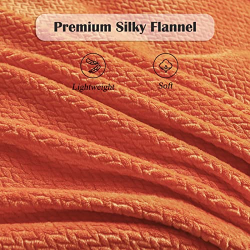 NEWCOSPLAY Super Soft Throw Blanket Premium Silky Flannel Fleece Leaves Pattern Lightweight Blanket All Season Use (Orange, Throw(50"x60"))