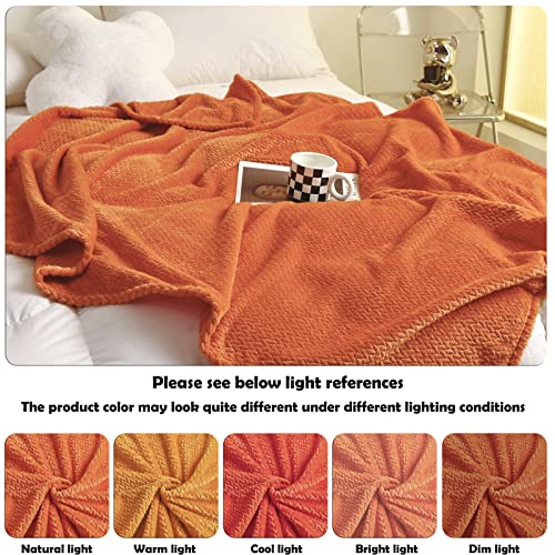 NEWCOSPLAY Super Soft Throw Blanket Premium Silky Flannel Fleece Leaves Pattern Lightweight Blanket All Season Use (Orange, Throw(50"x60"))