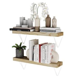 wallniture colmar 24″ floating shelves for wall storage, bookshelf living room decor, bathroom shelf, wall shelves for bedroom and kitchen set of 2, burnt