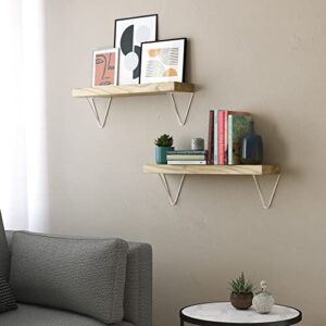 Wallniture Colmar 24" Floating Shelves for Wall Storage, Bookshelf Living Room Decor, Bathroom Shelf, Wall Shelves for Bedroom and Kitchen Set of 2, Burnt