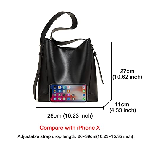 FOXLOVER Hobo Shoulder Bags for Women, Ladies Designer Leather Bucket Bags Handbag Purse and Small Leather Wallets for Women Ladies RFID Blocking Bifold Zipper Pocket Wallets with ID Window