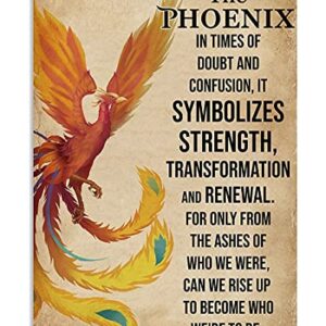 Classic Metal Tin Sign The Phoenix In Times Of Doubt Poster Metal Sign Funny Wall Decor For Garage & Home Bar Club Farm Man Cave Decor Plaque Metal Poster Gift 8x12 Inch