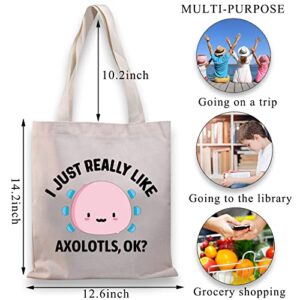 BDPWSS Axolotl Tote Bag Funny Axolotl Lover Gift I Just Really Like Axolotls Ok Canvas Shoulder Bag For Axolotl Owner Gift (Really like axolotls TG)