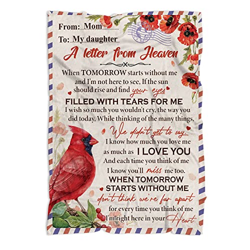 MUCHNEE Personalized Cardinal Memorial Fleece Blanket, A Letter from Heaven, in Loving Memory Blanket Gift for Loss of Loved One, Remembrance Sympathy Gift Throw Blanket, Bereavement Condolence Gifts