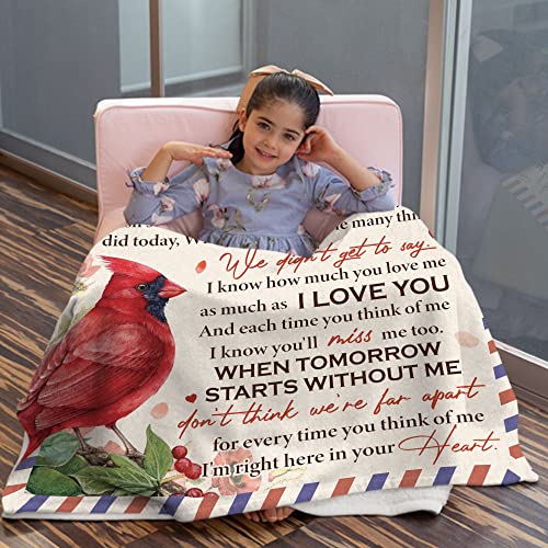 MUCHNEE Personalized Cardinal Memorial Fleece Blanket, A Letter from Heaven, in Loving Memory Blanket Gift for Loss of Loved One, Remembrance Sympathy Gift Throw Blanket, Bereavement Condolence Gifts