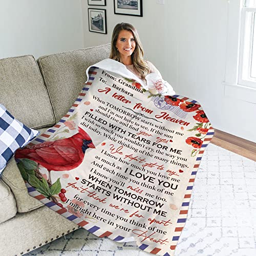 MUCHNEE Personalized Cardinal Memorial Fleece Blanket, A Letter from Heaven, in Loving Memory Blanket Gift for Loss of Loved One, Remembrance Sympathy Gift Throw Blanket, Bereavement Condolence Gifts