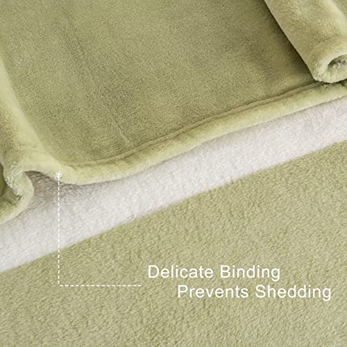 Homlike Moment Throw Blanket for Couch Sage Green, Soft Cozy Fleece Lightweight Blankets, Warm Plush Fuzzy Flannel Throws for Sofa/Bed, 50x60 Inches