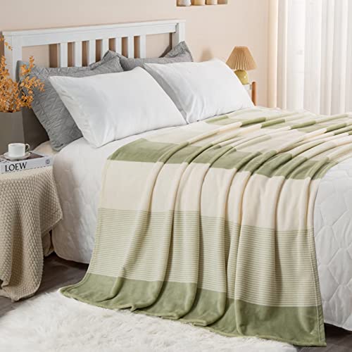 Homlike Moment Throw Blanket for Couch Sage Green, Soft Cozy Fleece Lightweight Blankets, Warm Plush Fuzzy Flannel Throws for Sofa/Bed, 50x60 Inches