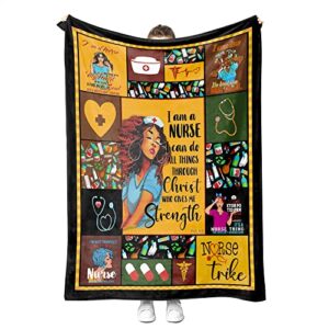 black nurse gifts for women soft fleece throw blanket for black nurses graduation gift retirement gifts for african nurses women warm present for black nurse