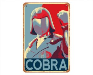 shvieiart vintage metal tin sign retro cobra commander pop art illustration – g.i. joe cartoon home decor in poster print or canvas bar pub garage gifts wall decoration 8×12 inch