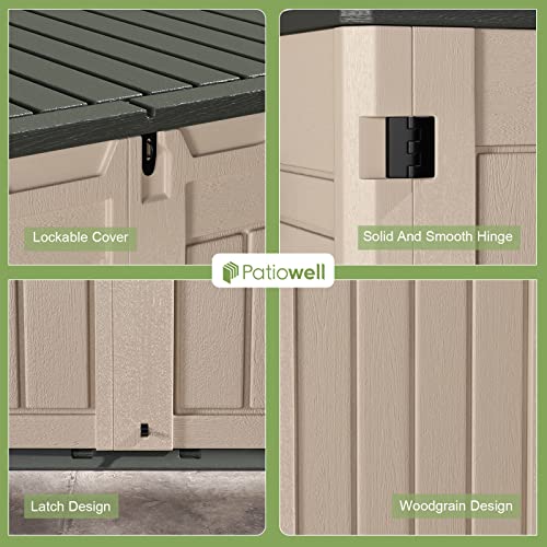 Patiowell Outdoor Horizontal Storage Shed,4' x 2' Weather Resistant Resin Tool Shed with Lockable Multi-Opening Door, Easy Storage for Trash Cans, Lawnmowe, Garden Accessories and Bicycles