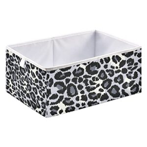 Vnurnrn Cube Storage Bins (Grey Leopard Skin), Collapsible Storage Box with Support Board, Foldable Fabric Baskets for Shelf Closet Cabinet 11.02×11.02×11.02 in