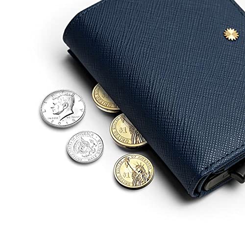 Revelot Unisex Wallet for Men & Women/Smart Card Holder/Trifold / W5 (Blue Saffiano)