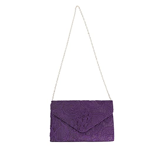 Top Women's Evening Handbags Purple Lace Evening Clutch Purses for Women Shoulder Bags for Wedding Prom Party (Lace-purple)