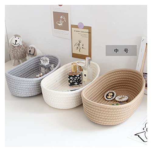 GOMOSU Woven Nordic Cotton Rope Storage Baskets Organize Boxs Desktop Sundries Organize Basket Sundries Key Cosmetics Storage