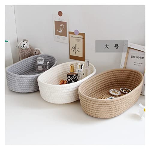 GOMOSU Woven Nordic Cotton Rope Storage Baskets Organize Boxs Desktop Sundries Organize Basket Sundries Key Cosmetics Storage