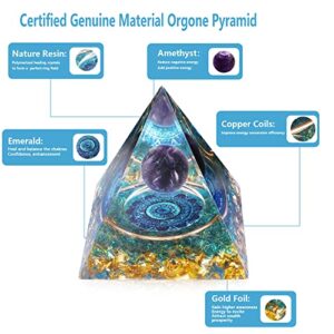 Zurligi Orgone Pyramid Postive Energy, Amethyst Chakra Orgone Pyramid, Orgonite Pyramid for Success, Energy Generator Healing Crystal Pyramid