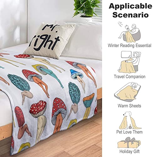 Mushroom Butt Flannel Fleece Blanket Ultra-Soft Cozy Plush Blanket Air Conditioning Blanket Throw Blanket Microfiber Blankets for Bed Couch Chair Car Living Room 50''×60'