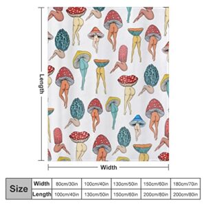 Mushroom Butt Flannel Fleece Blanket Ultra-Soft Cozy Plush Blanket Air Conditioning Blanket Throw Blanket Microfiber Blankets for Bed Couch Chair Car Living Room 50''×60'