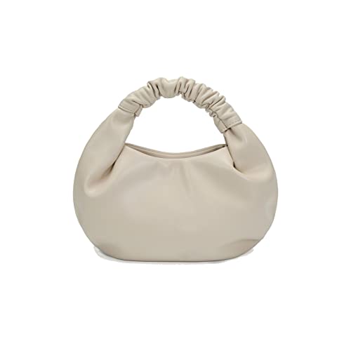 CORAID Mini Hobo Tote Bags for Women Soft Leather Clutch Purses for Women Cloud-Shaped Top Handle Bags Beige