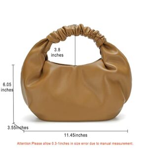 CORAID Mini Hobo Tote Bags for Women Soft Leather Clutch Purses for Women Cloud-Shaped Top Handle Bags Beige