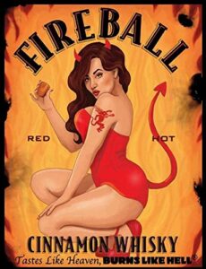 pin up girl fireball sexy girl metal tin sign custom school bar club garden people cave farm bathroom garage kitchen wall art decor craft funny home gift vintage printed poster