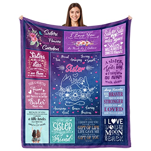 Sister Gifts Blanket 60"x50", Sisters Gifts from Sister, Sister Birthday Gifts for Sister from Sisters, Sister Gifts for Women, Sister Gifts Ideas for Anniversary Mothers Day, to My Sister Blankets