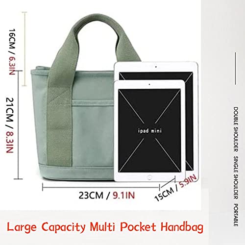 PIPLYKI Japanese Handmade Large Capacity Multi Pocket Handbag,Waterproof Canvas Tote Bag for Women,for Work Travel (Khaki)