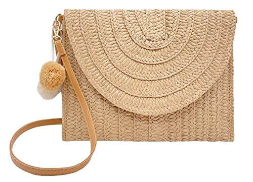 Straw Bags Handmade Crossbody Clutch Detachable Shoulder Strap Summer Beach Handbags