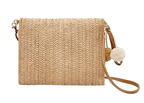 Straw Bags Handmade Crossbody Clutch Detachable Shoulder Strap Summer Beach Handbags