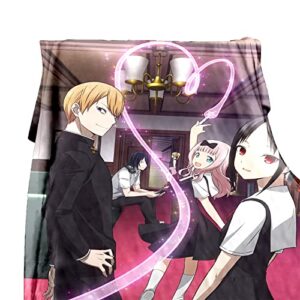 household soft cartoon anime kaguya-sama love is war kaguya shinomiya printed plush flannel fleece throw blanket towel blanket for couch,80″x60″