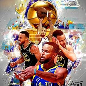 Stephen Curry Canvas Poster, Success Poster Champion Wall Art, Inspirational Basketball Poster for Man Cave Boys Room Office Decor, Golden State Warriors, Stephen Curry Art Print, 16"x24" - Unframed