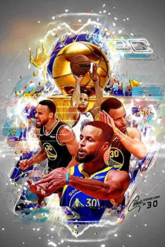 Stephen Curry Canvas Poster, Success Poster Champion Wall Art, Inspirational Basketball Poster for Man Cave Boys Room Office Decor, Golden State Warriors, Stephen Curry Art Print, 16"x24" - Unframed