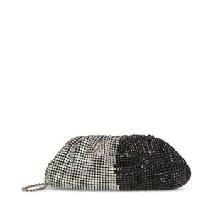 betsey johnson liquid bling clutch, black silver