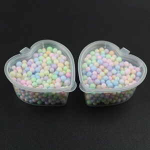 LJY 60 Pieces Mini Heart Shaped Clear Plastic Storage Container Boxes with Hinged Lids (2.4 oz)