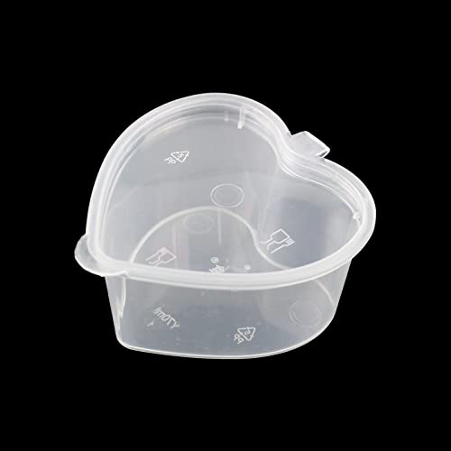 LJY 60 Pieces Mini Heart Shaped Clear Plastic Storage Container Boxes with Hinged Lids (2.4 oz)