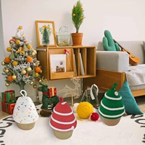 Mushroom Basket Cotton Rope Storage Basket with Lid Pack of 3 for Organizing Christmas Tree