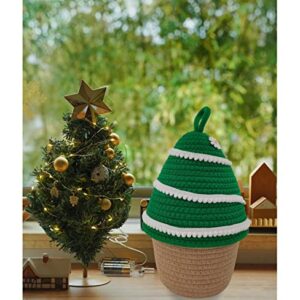 Mushroom Basket Cotton Rope Storage Basket with Lid Pack of 3 for Organizing Christmas Tree