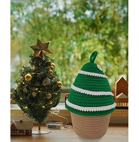 Mushroom Basket Cotton Rope Storage Basket with Lid Pack of 3 for Organizing Christmas Tree