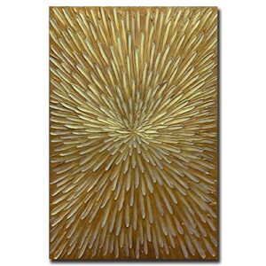 art8yuqi paintings – thick heavy texture wall art abstract golden flowers picture modern artwork oil painting 3d gradient bright pictures ready to hang for living room decor 24×36 inch